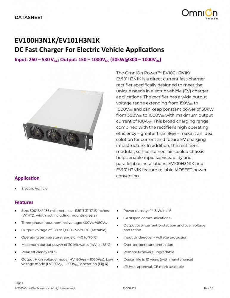 EV100/EV101 datasheet page 1