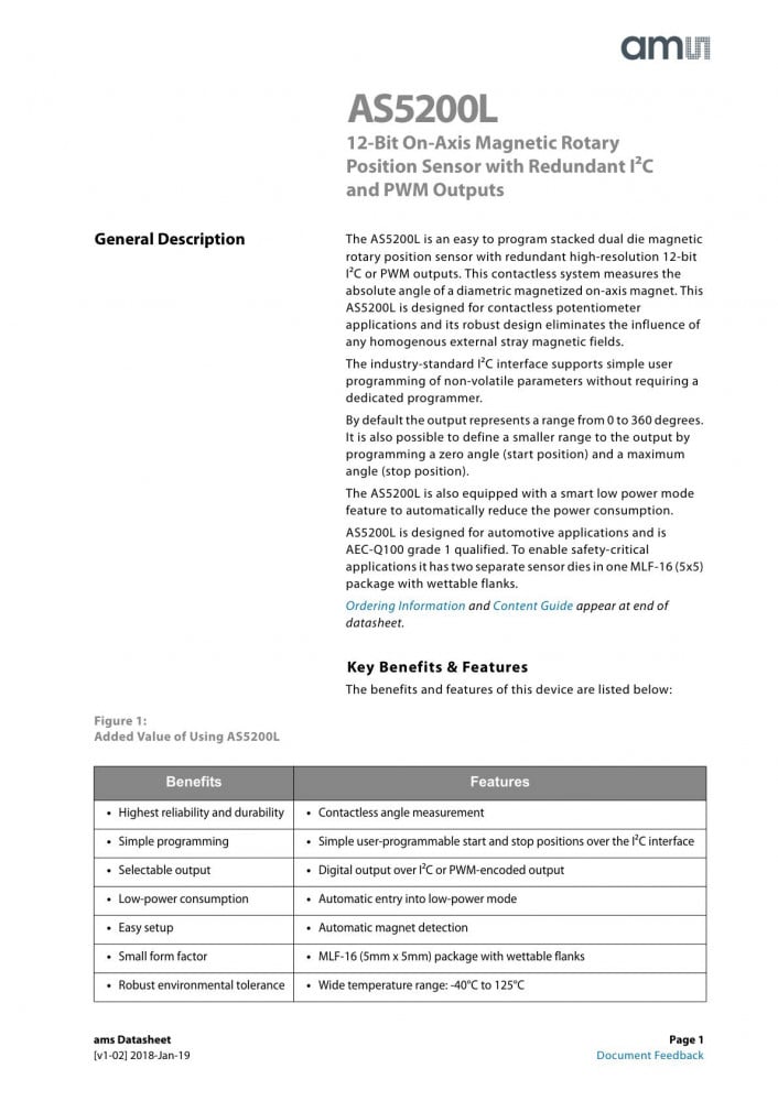 AS5200L datasheet page 1