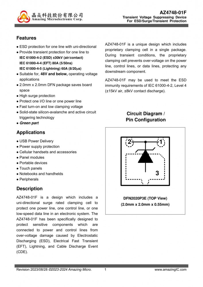 AZ4748-01F datasheet page 1