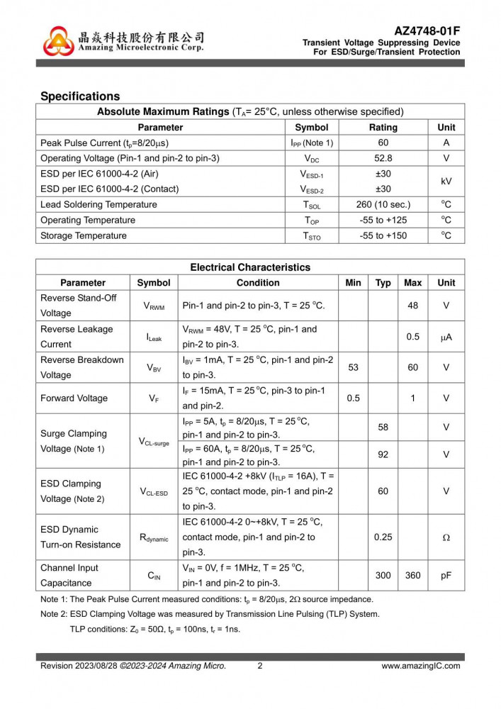 AZ4748-01F datasheet page 2