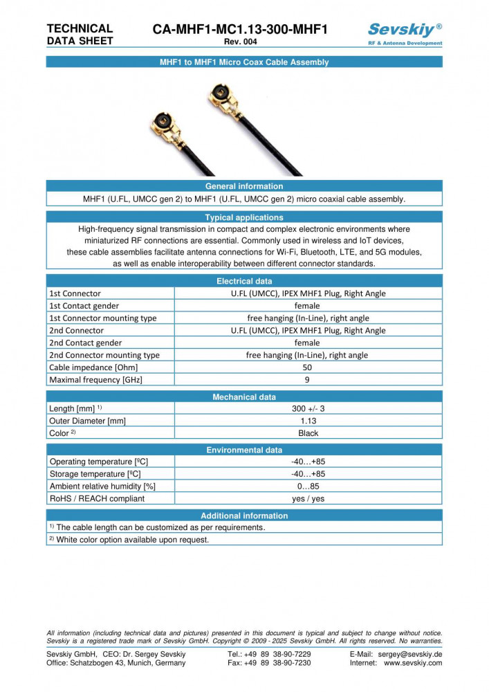 CA-MHF1-MC1.13-300-MHF1 product documentation page 1