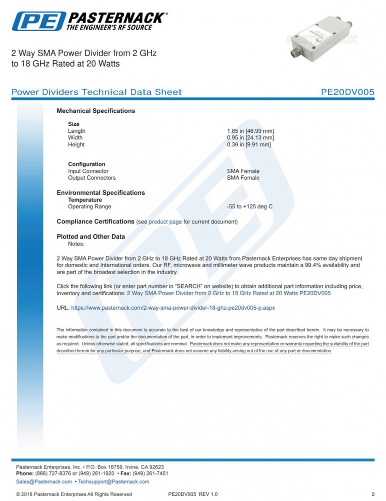 PE20DV005 technical document page 2