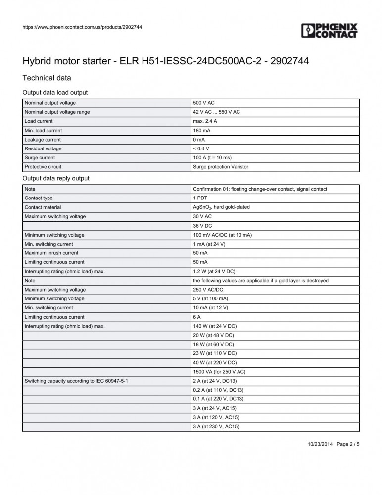 Phoenix Contact 2902744 technical document page 2