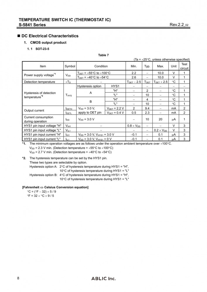 ABLIC S-5841 datasheet page 8