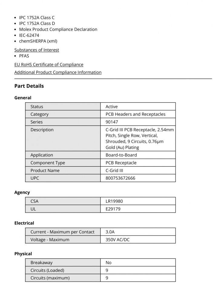 MOLEX 901471309 technical document page 2