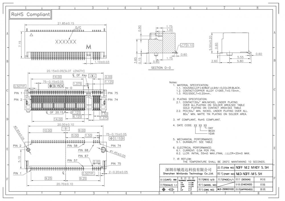MLD-NGFF-M-5.5H technical drawing page 1