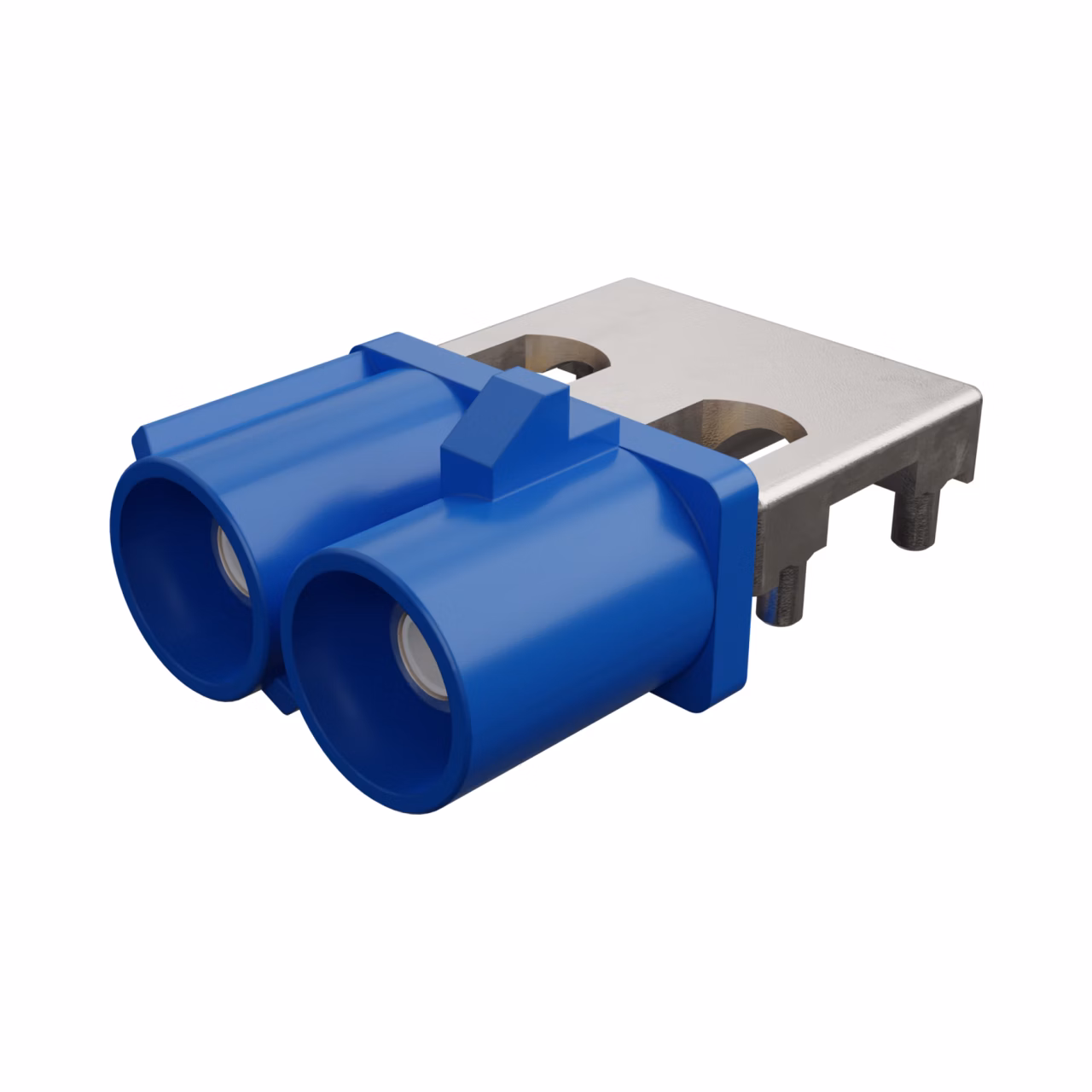FAKRA Jack, Dual, Right-Angle, PCB Receptacle, End Launch, Die Cast Body, Tin (Sn) Plated, Keying Code C,  Blue 50 Ohms for sale