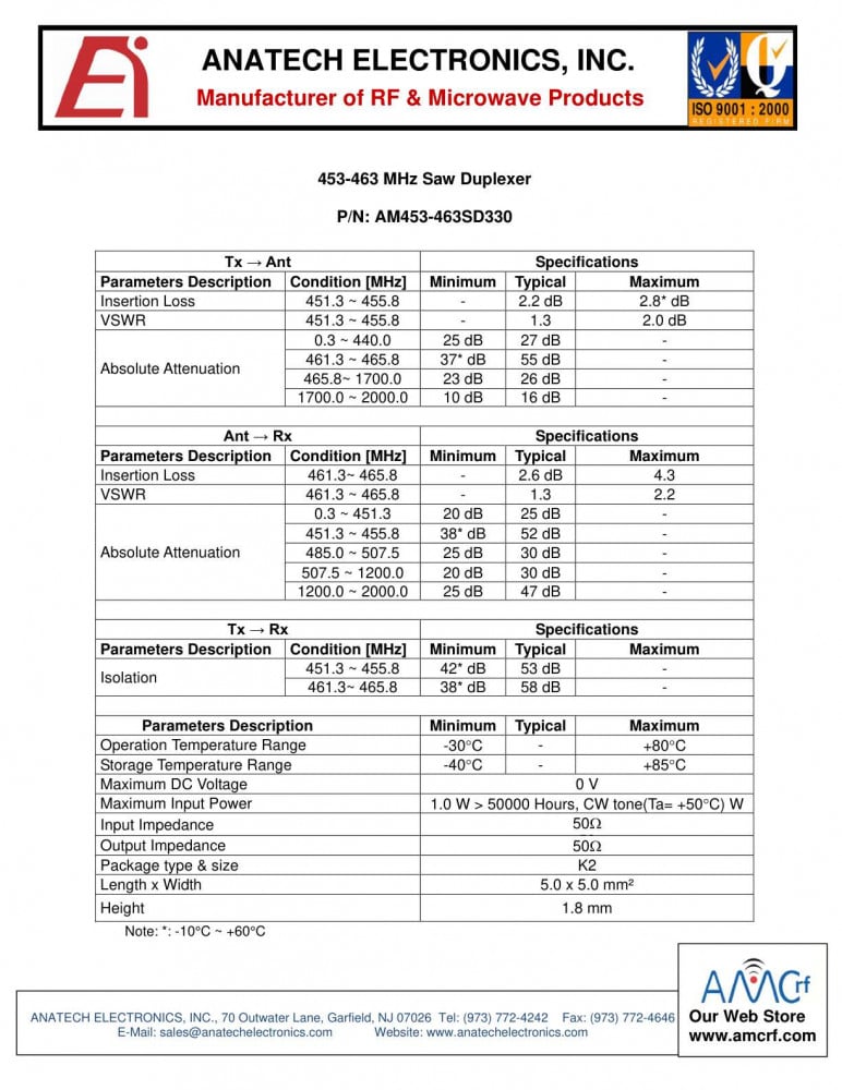 AM453-463SD330 technical document page 1