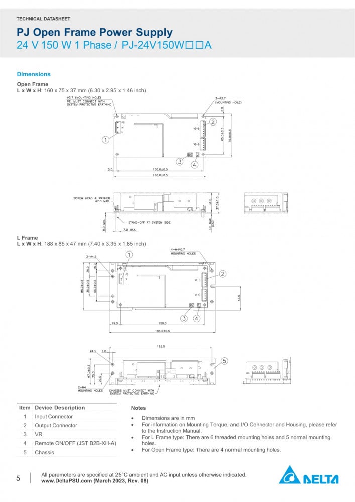 PJ-24V150WCNA technical document page 5