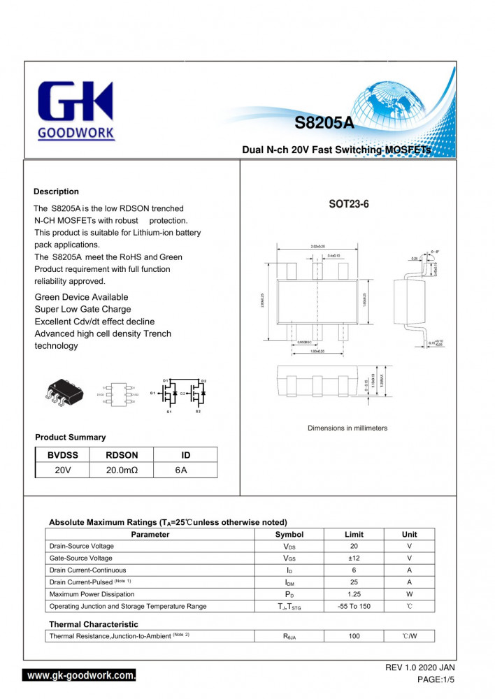 S8205A datasheet page 1