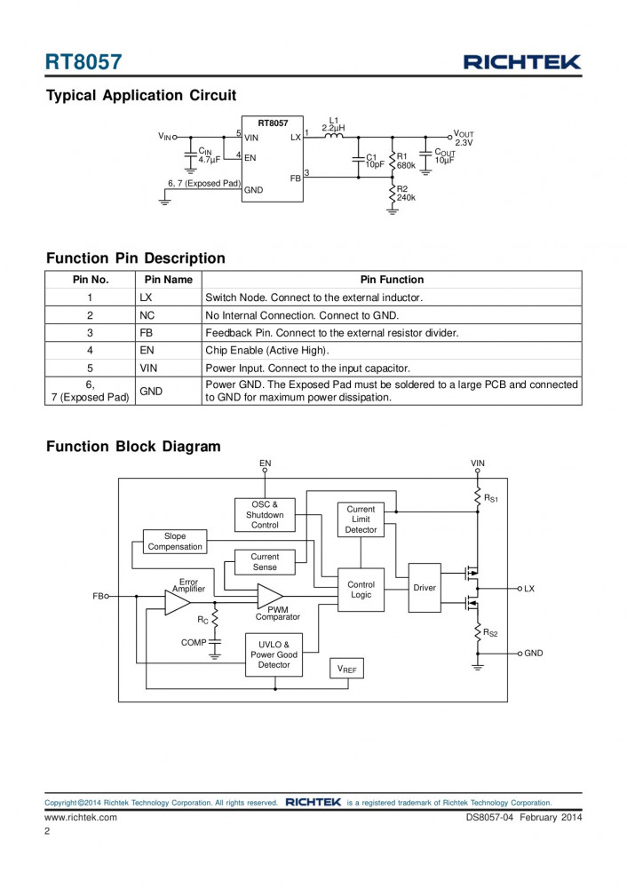 RT8057 datasheet page 2