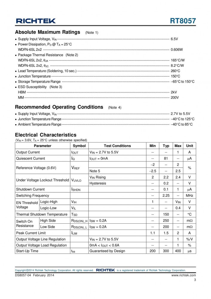 RT8057 datasheet page 3