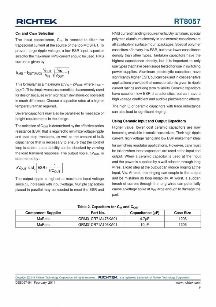 RT8057 datasheet page 9