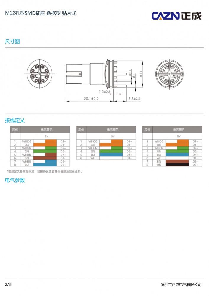 CAZN M12-S8X-PSS technical document page 2