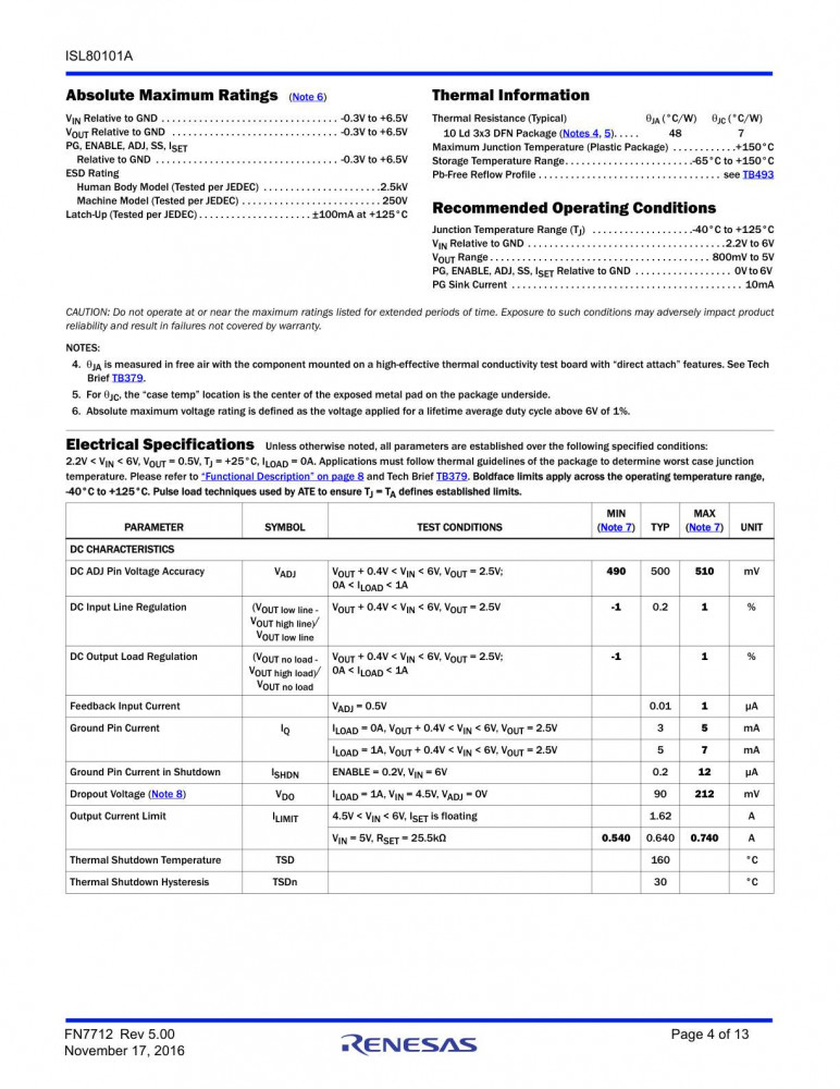 ISL80101A datasheet page 4