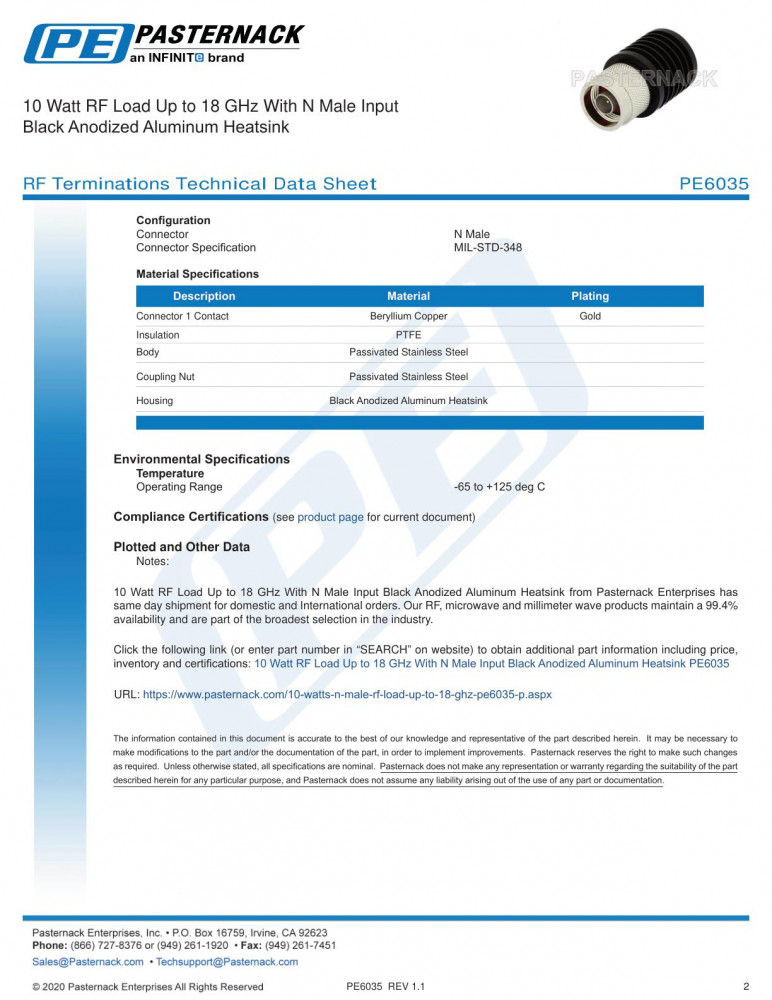 PE6035 technical datasheet page 2