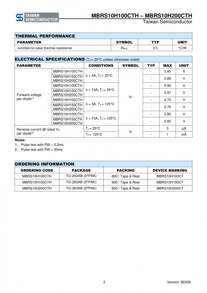 MBRS10H150CTH datasheet visual page 2
