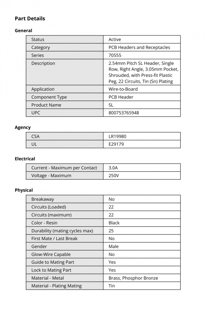 MOLEX 705550021 technical document preview, page 2