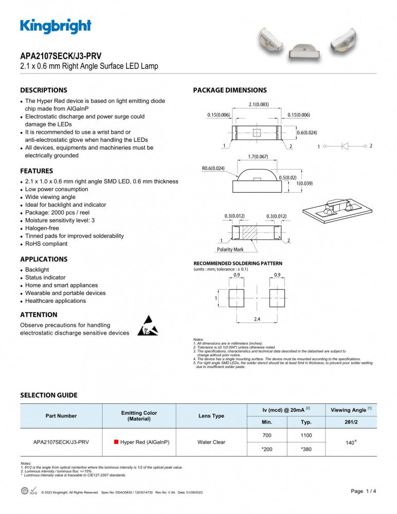 APA2107SECK/J3-PRV datasheet page 1