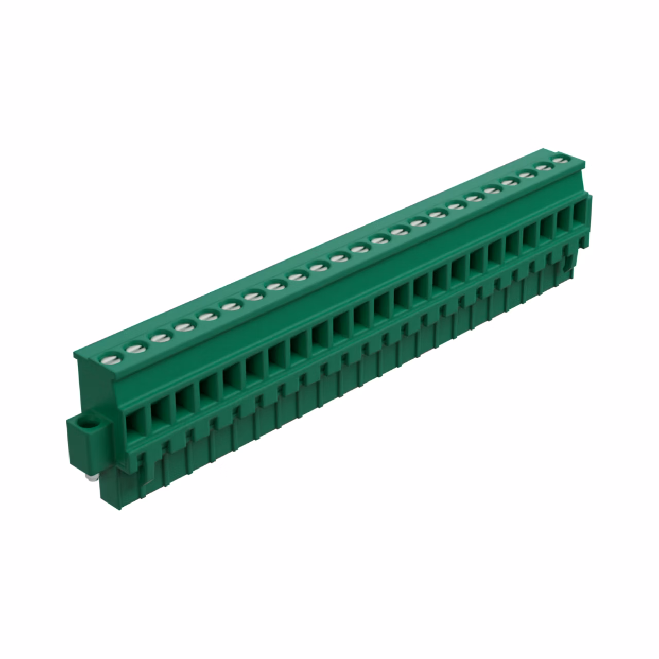 5.00mm Pitch Eurostyle Horizontal Plug, with Retention Screws and Reverse Imprinting, Front Wire Entry, Green Housing, Gold (Au) Plated, 23 Circuits for sale
