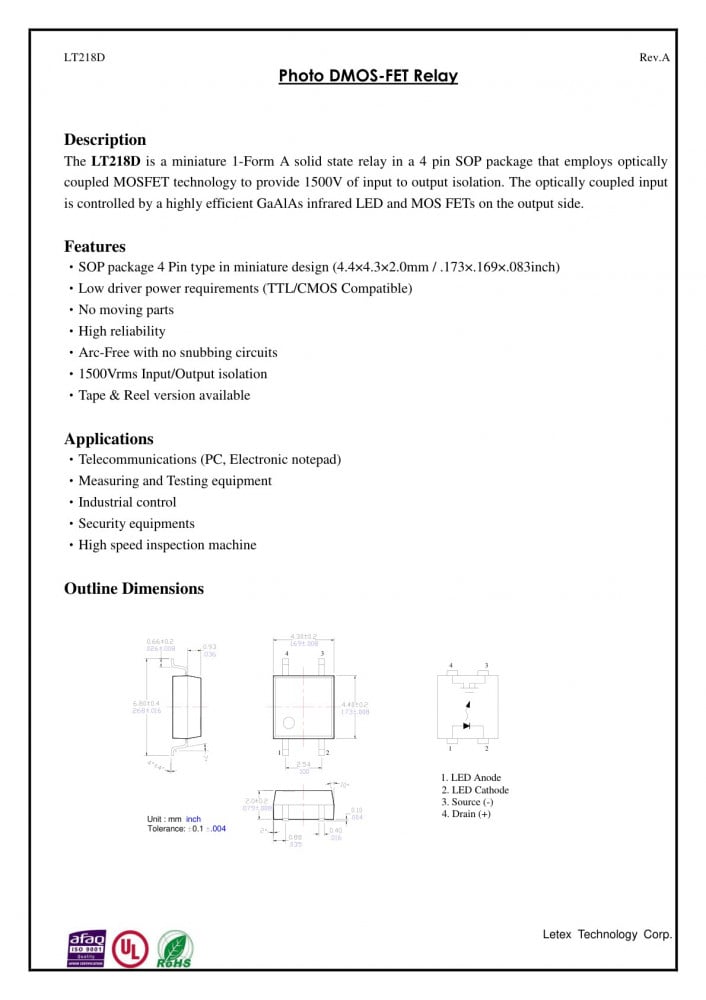 LT218D datasheet page 1