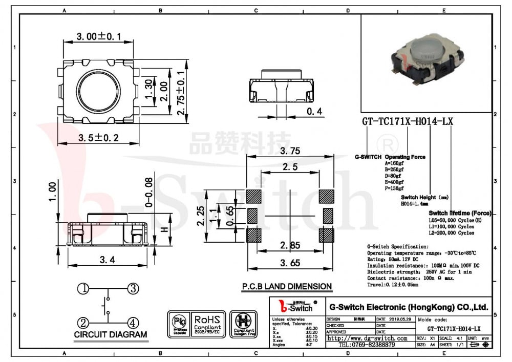 GT-TC171F-H014-L1 technical document preview