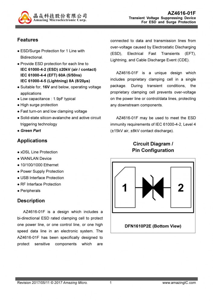 AZ4616-01F datasheet page 1