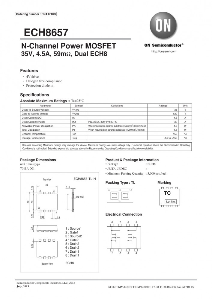 ECH8657 datasheet page 1