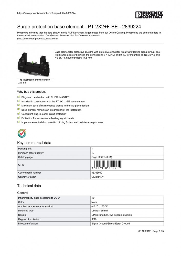 Product document page 1