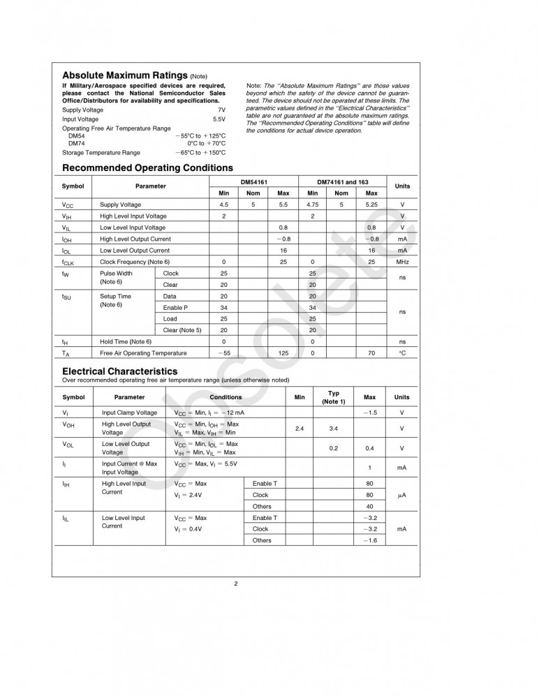 DM74161J datasheet page 4