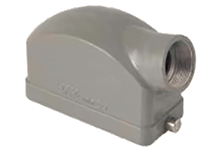 Heavy-Duty Standard (STD) Single Lever Hood, Die-cast Aluminum, with 2 Pegs, Side Entry, Size 32B «77x62», Pg29 Thread, High Construction, Grey for sale