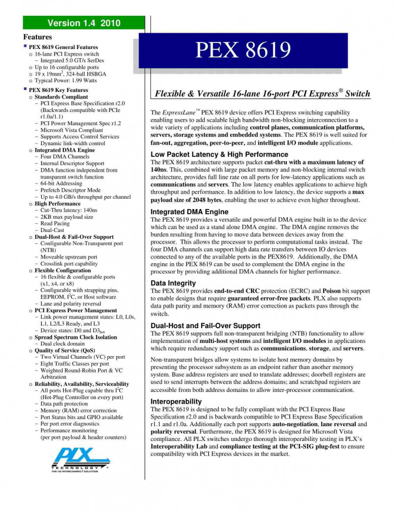 PEX8619 technical document page 1