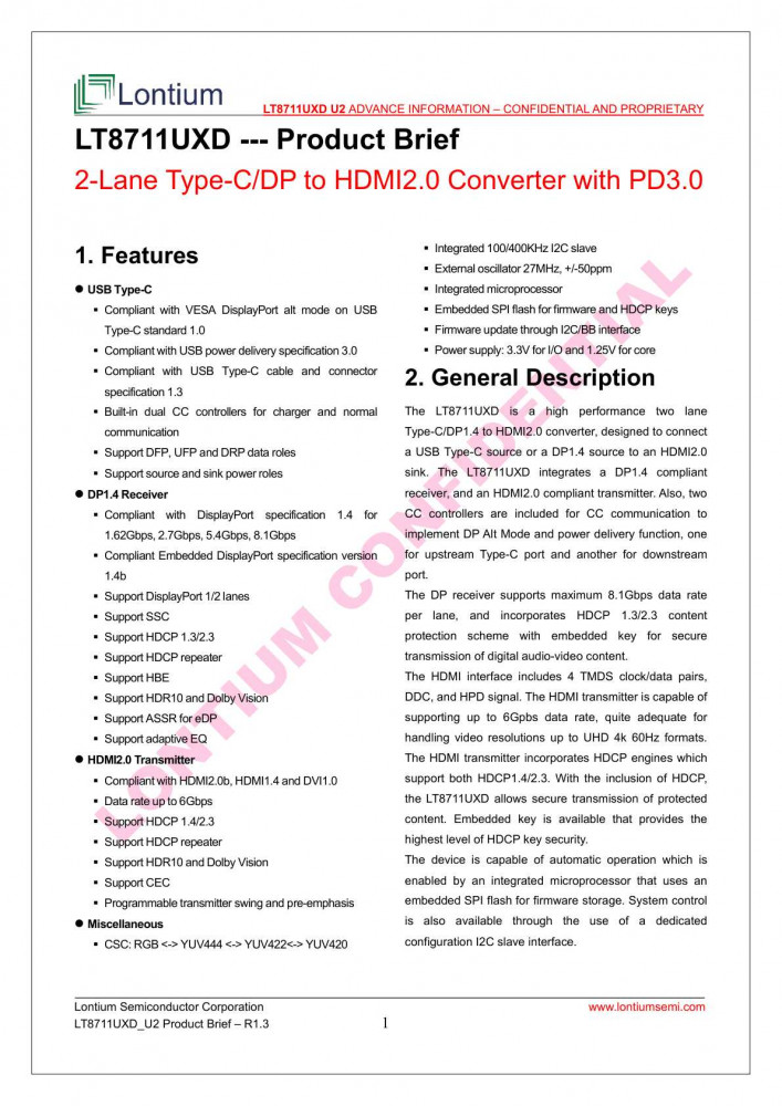 LT8711UXD technical document page 1