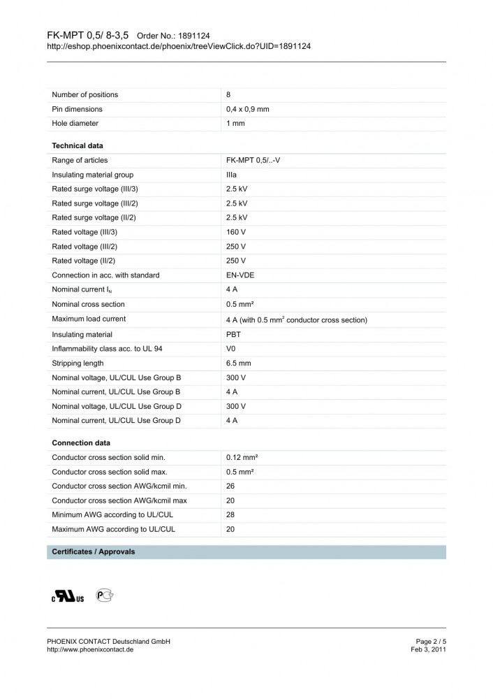 Phoenix Contact 1891124 technical document page 2