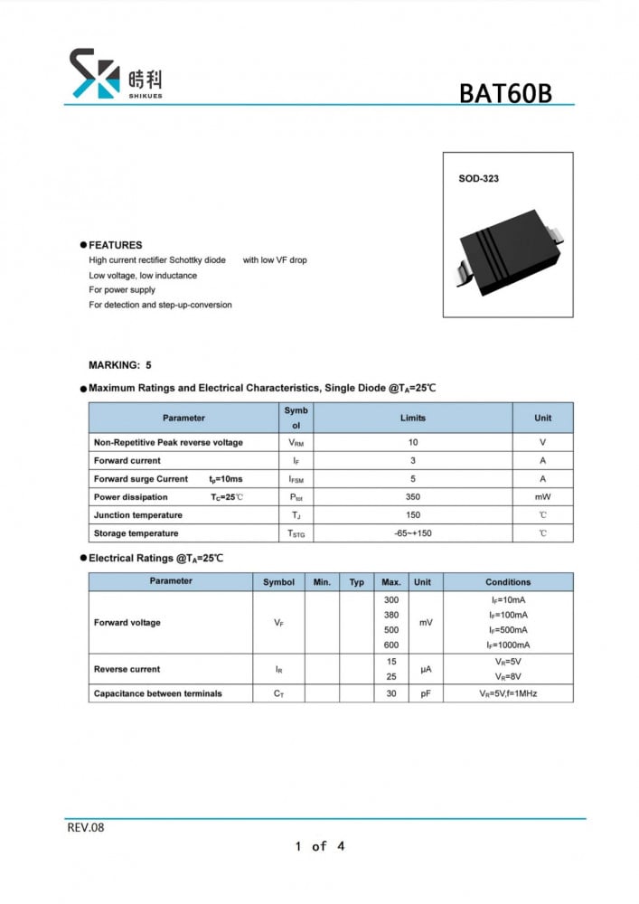 BAT60B datasheet page 1