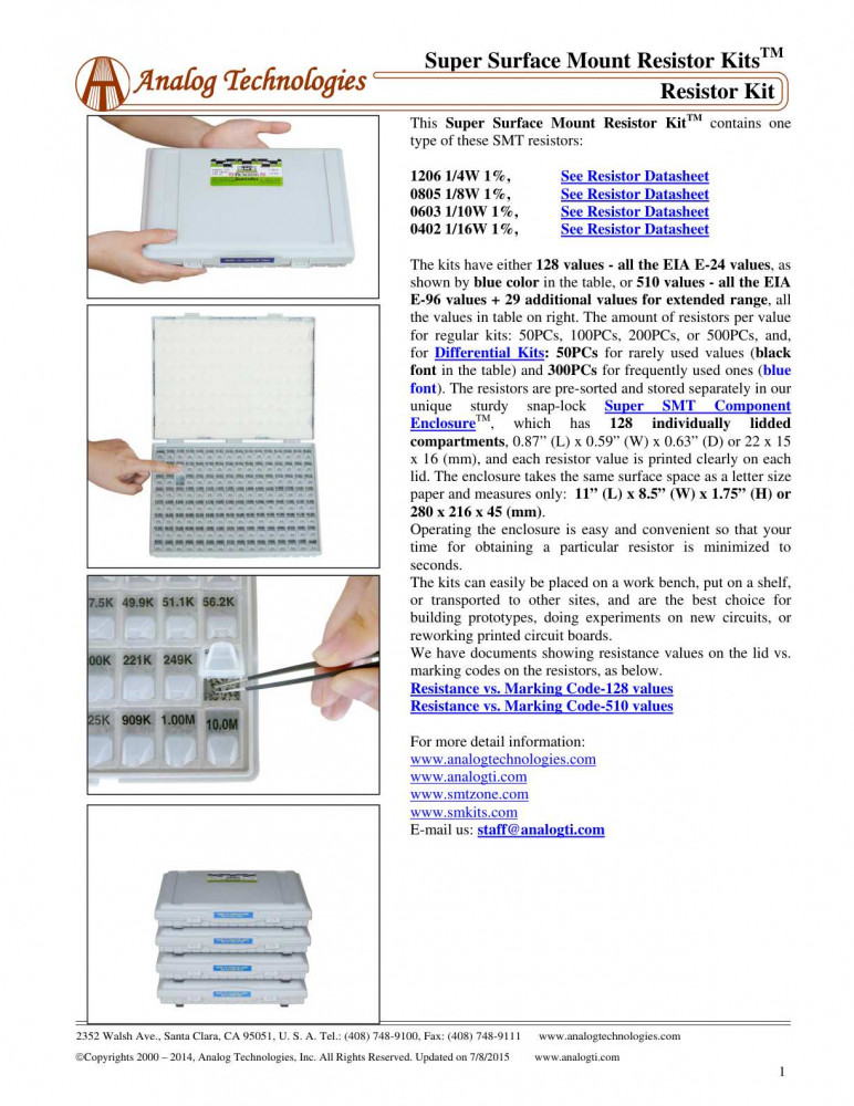 ATI resistor kit technical document page 1