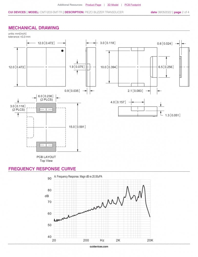 CMT-1203-SMT-TR datasheet page 2