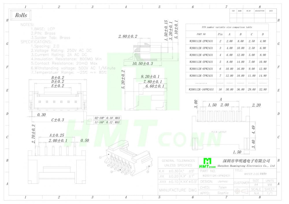 HMTCONN W200112K-9PW2431 technical drawing preview
