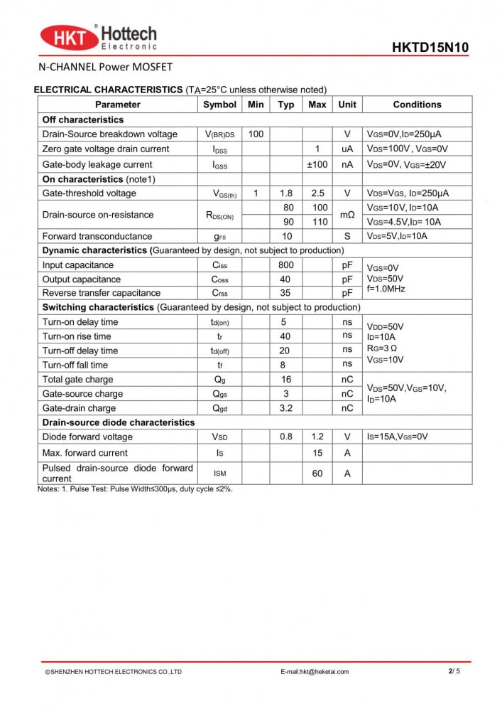 HKTD15N10 datasheet page 2