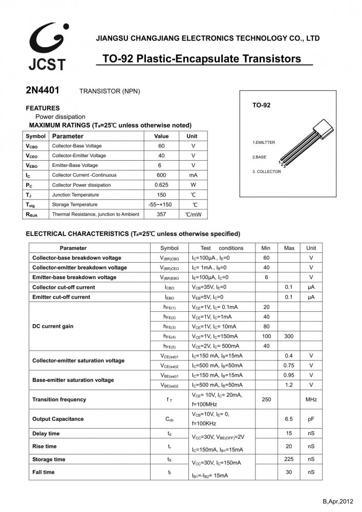 2N4401 datasheet page 1