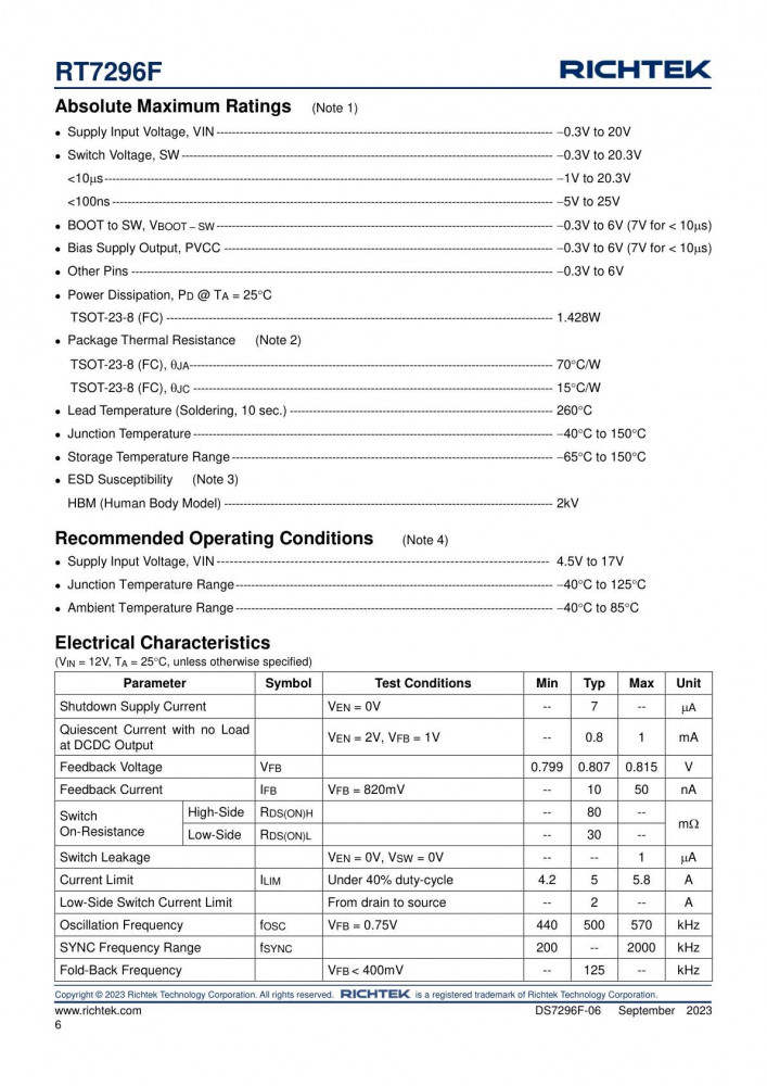 RT7296F datasheet page 6