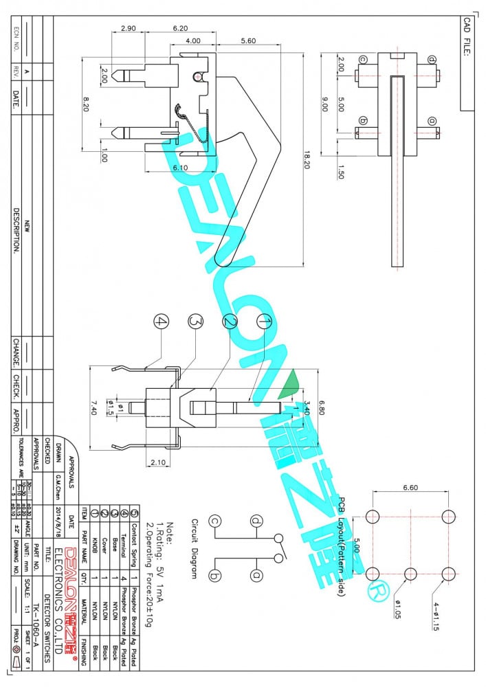 DEALON TK-1060-A technical document preview