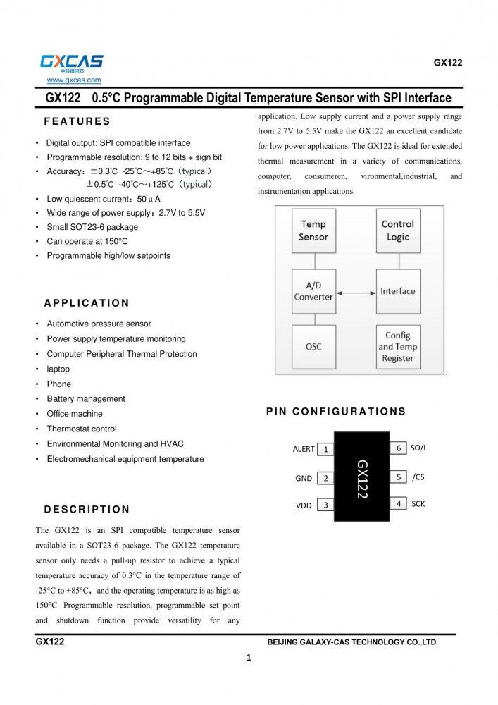 GX122 datasheet page 1