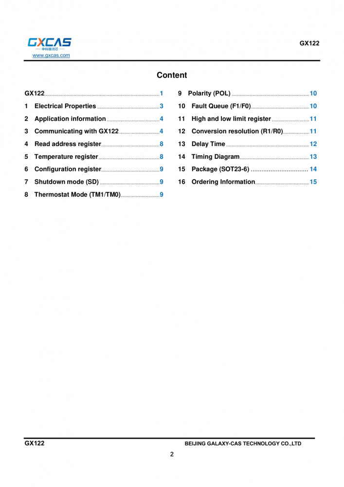 GX122 datasheet page 2