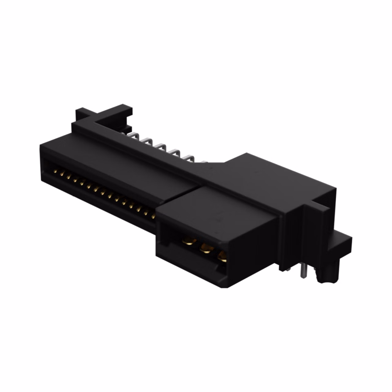 EXTreme LPHPower Receptacle Header, Right-Angle, 2 Power Contacts, 32 Signal Contacts, Select Gold (Au) Plating, for 2.36mm Thick PC Board, with Press-fit Plastic Pegs for sale