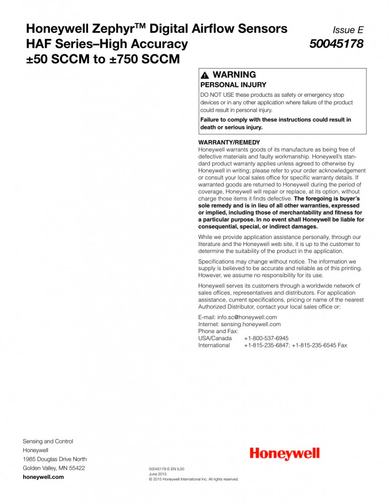 Honeywell HAF installation document page 5