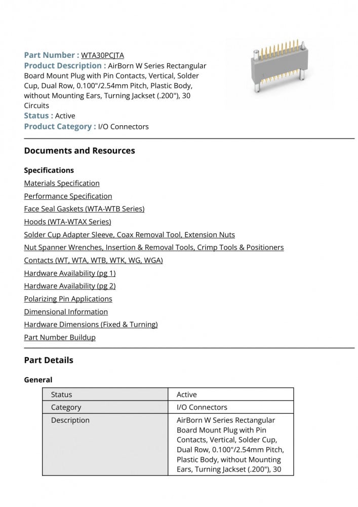 Technical document page image 1 for WTA30PCJTA