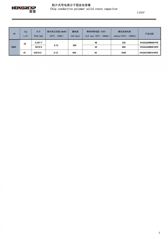 Honor Elec HV series datasheet page 5