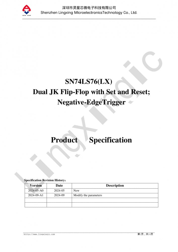 SN74LS76 datasheet page 1