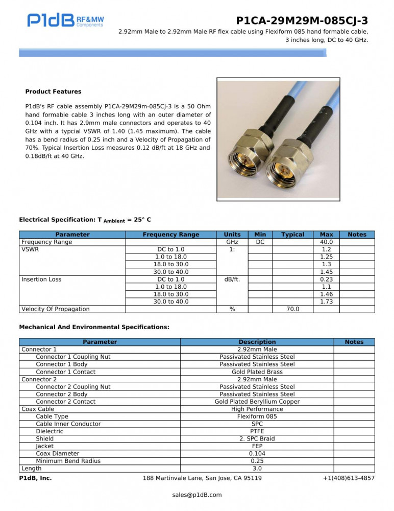P1CA-29M29M-085CJ-3 product documentation page 1
